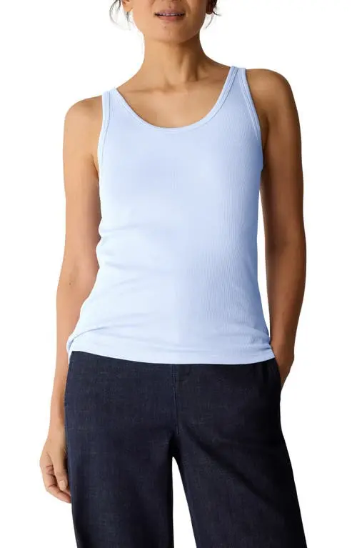 Eileen Fisher Slim Fit Scoop Neck Stretch Cotton Tank - Skylight