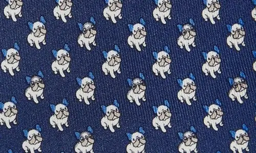 FERRAGAMO Zeus Dog Print Silk Twill Neck Tie - Navy