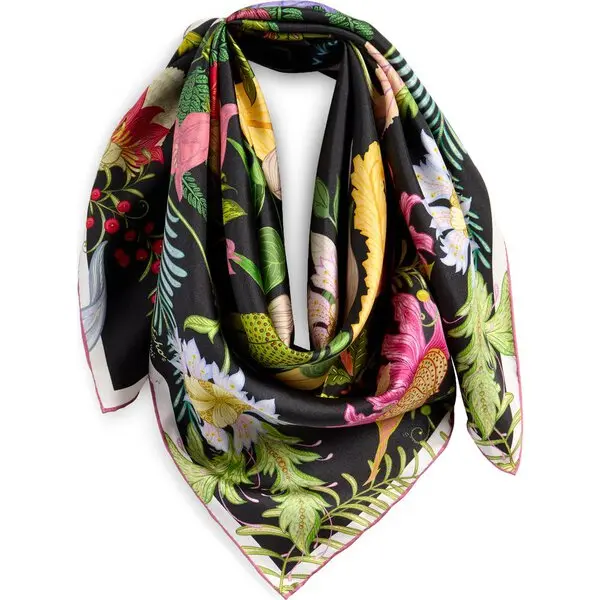 Echo Oasis Silk Square Scarf - Black