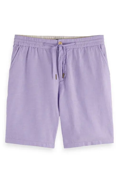 Scotch & Soda Flat Front Slub Cotton & Linen Twill Bermuda Shorts - Bright Lavender