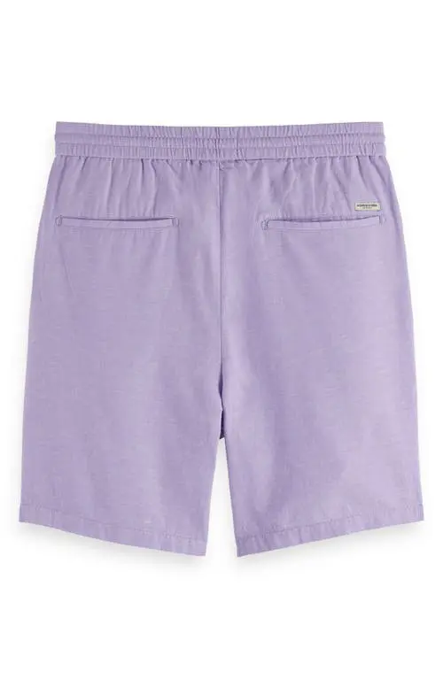 Scotch & Soda Flat Front Slub Cotton & Linen Twill Bermuda Shorts - Bright Lavender