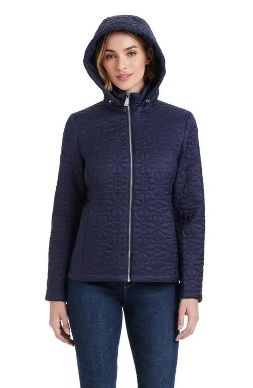 Kate Spade New York Spade Floral Quilted Jacket - Planetary Navy