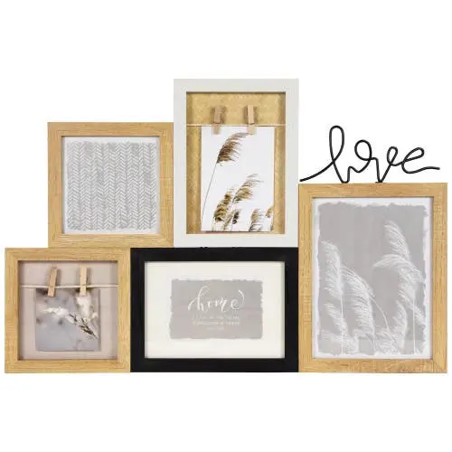 NORTHLIGHT Wooden "love" Wall Collage Photo Frame20.75" And Black - Beige