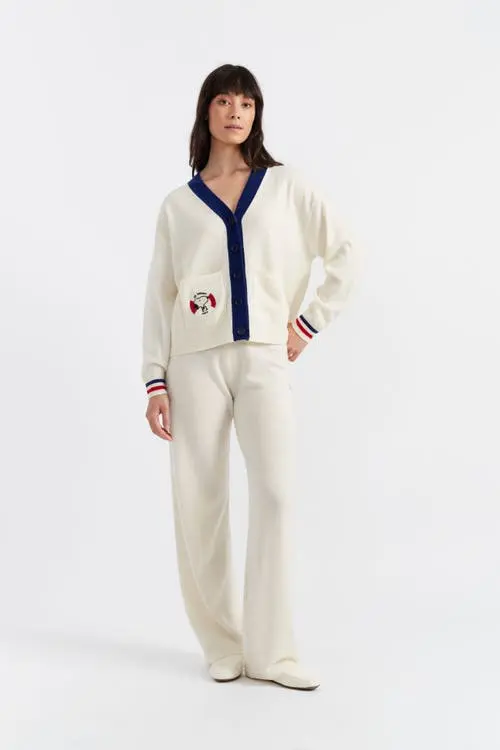 Chinti & Parker Snoopy Badge Wool Cashmere Cardigan - Cream/multi