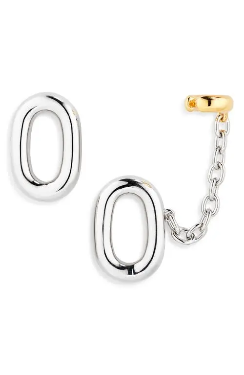 Rabanne Xl Link Earrings With Attached Ear Cuff - Silver / Gold