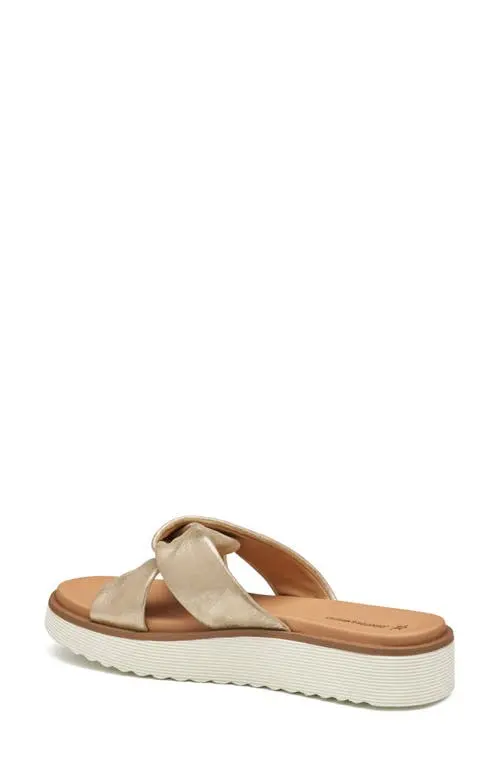 Johnston & Murphy Mitzi Knot Platform Wedge Slides - Champagne Italian Metallic