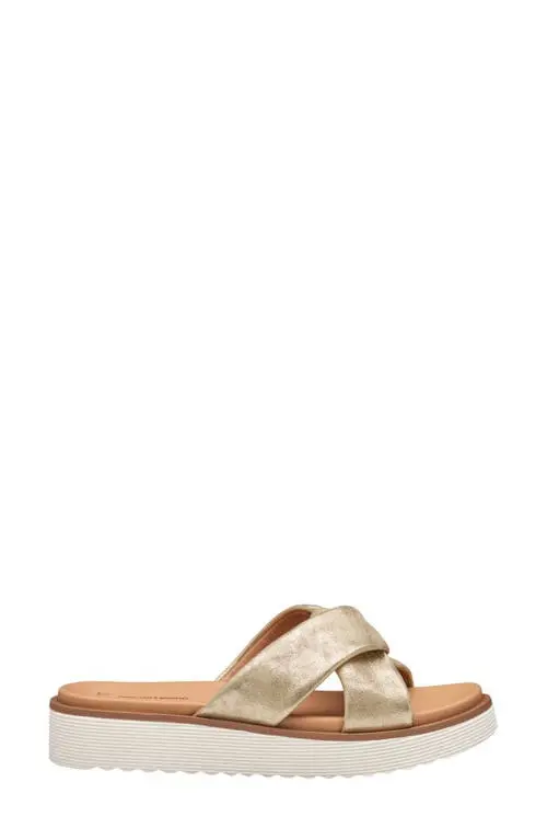 Johnston & Murphy Mitzi Knot Platform Wedge Slides - Champagne Italian Metallic