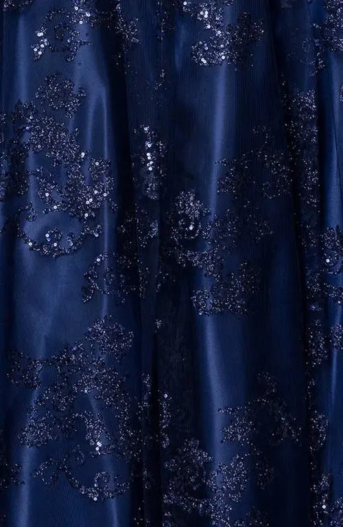 BLONDIE NITES Glitter Mesh Corset A-line Gown