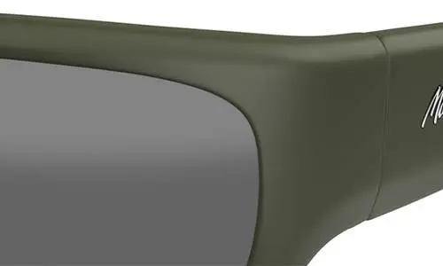 Maui Jim 64mm Wraparound Rectangular Sunglasses - Green