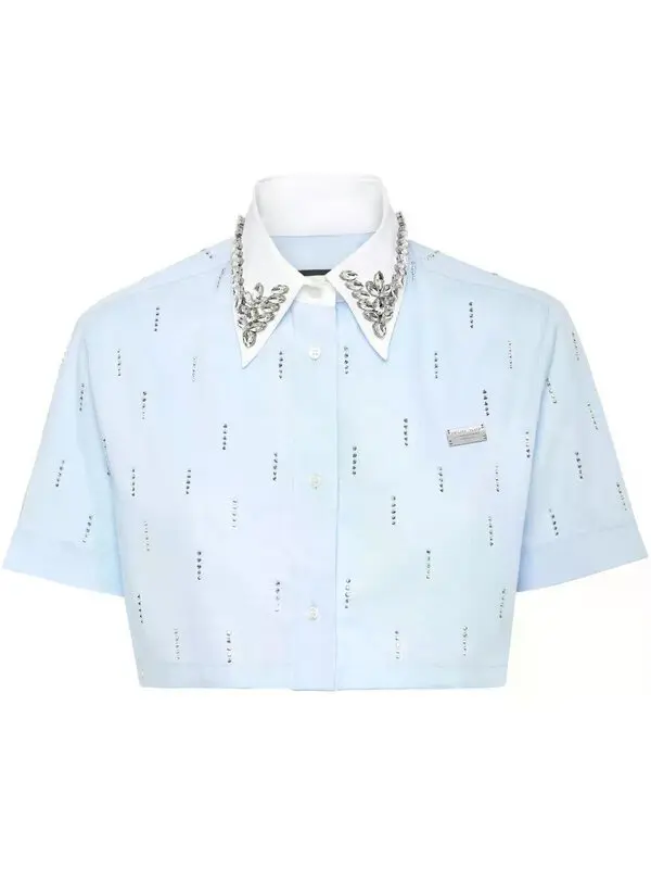 Philipp Plein Cropped Shirt - Blue