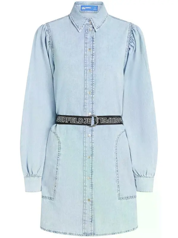 Karl Lagerfeld Puff-sleeve Denim Shirt Dress