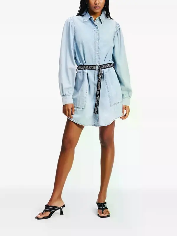 Karl Lagerfeld Puff-sleeve Denim Shirt Dress