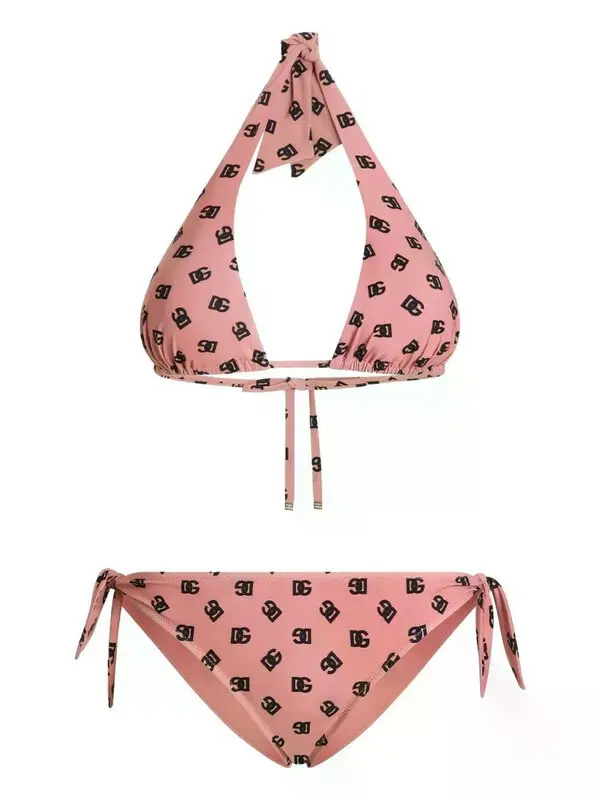 Dolce & Gabbana Dna Polka-dot Print Bikini - Pink