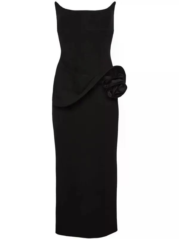 Magda Butrym Floral-appliqué Bustier Midi Dress