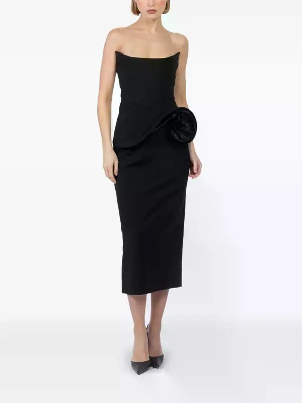 Magda Butrym Floral-appliqué Bustier Midi Dress