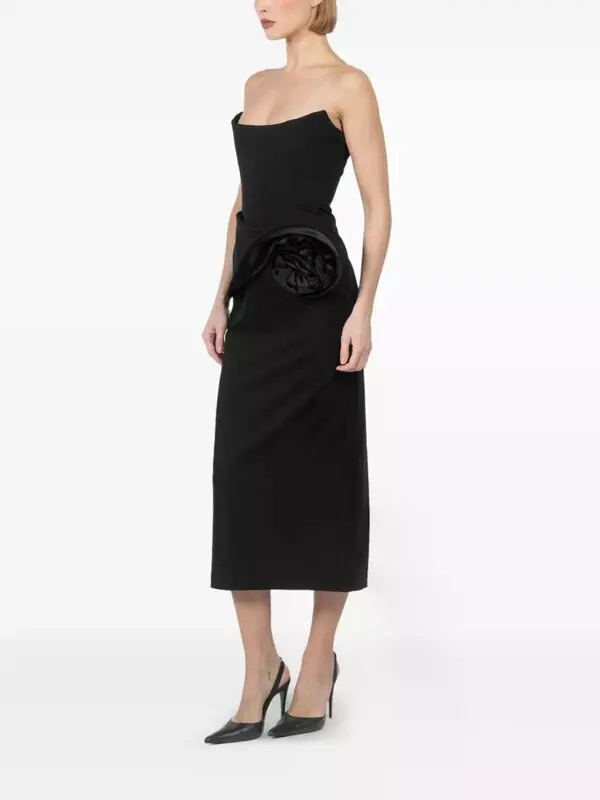 Magda Butrym Floral-appliqué Bustier Midi Dress