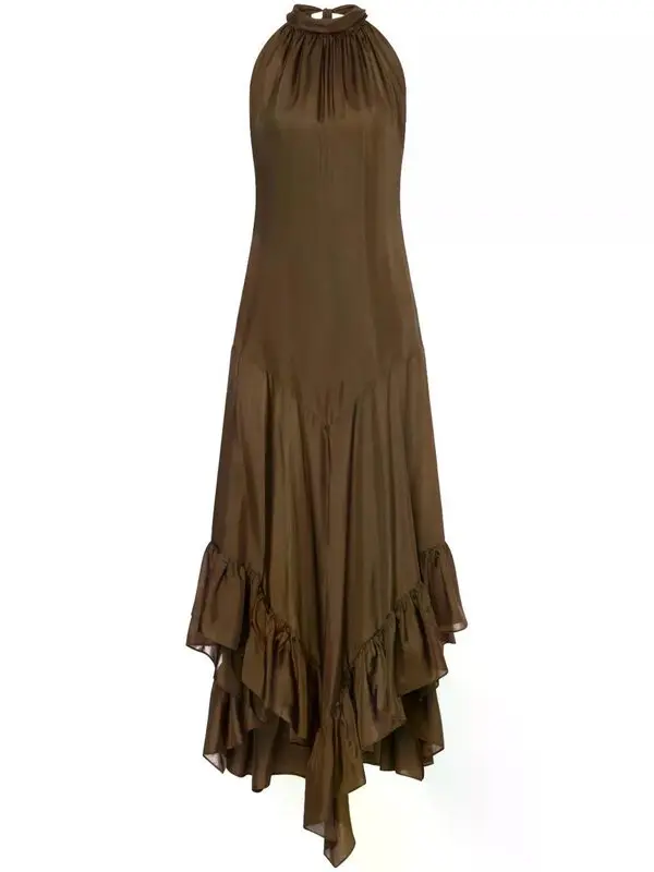 Philosophy Di Lorenzo Serafini Silk Halterneck Dress - Brown