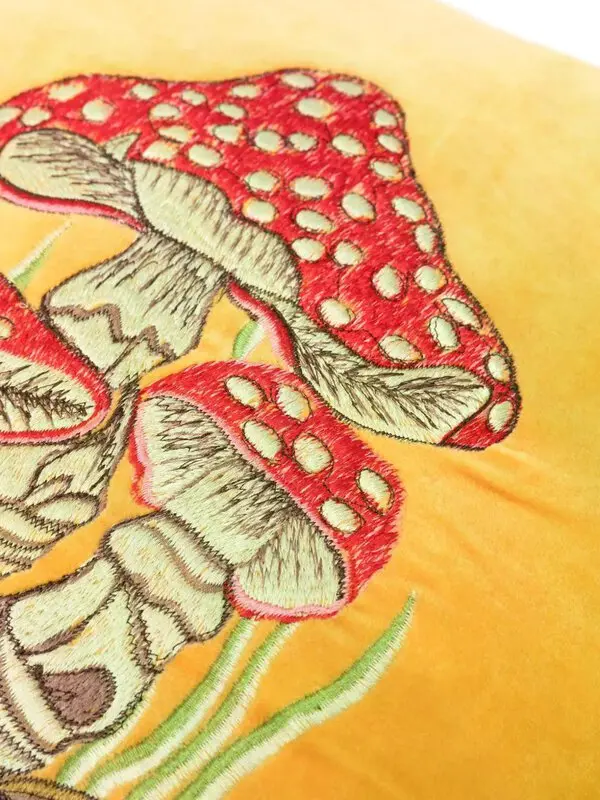 LES-OTTOMANS Embroidered Velvet Cushion - Yellow