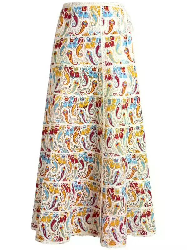 Etro Paisley Macramé Midi Skirt