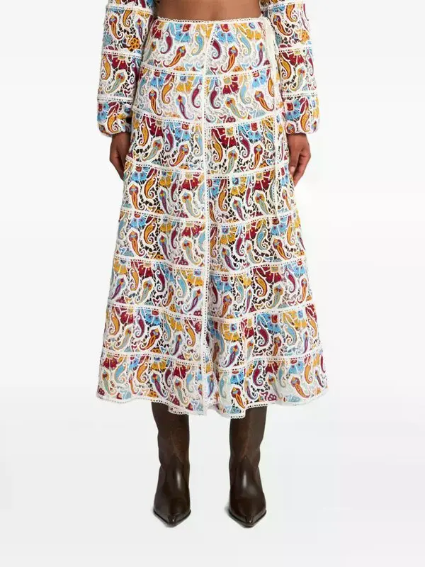Etro Paisley Macramé Midi Skirt