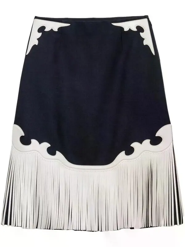 Prada Fringed Rush-stitch Midi Skirt - Blue