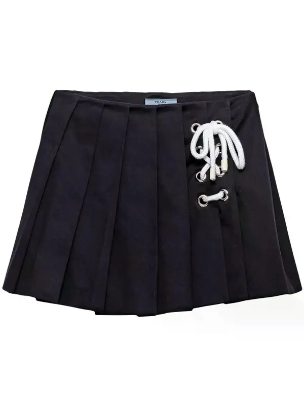Prada Pleated Drill Mini Skirt
