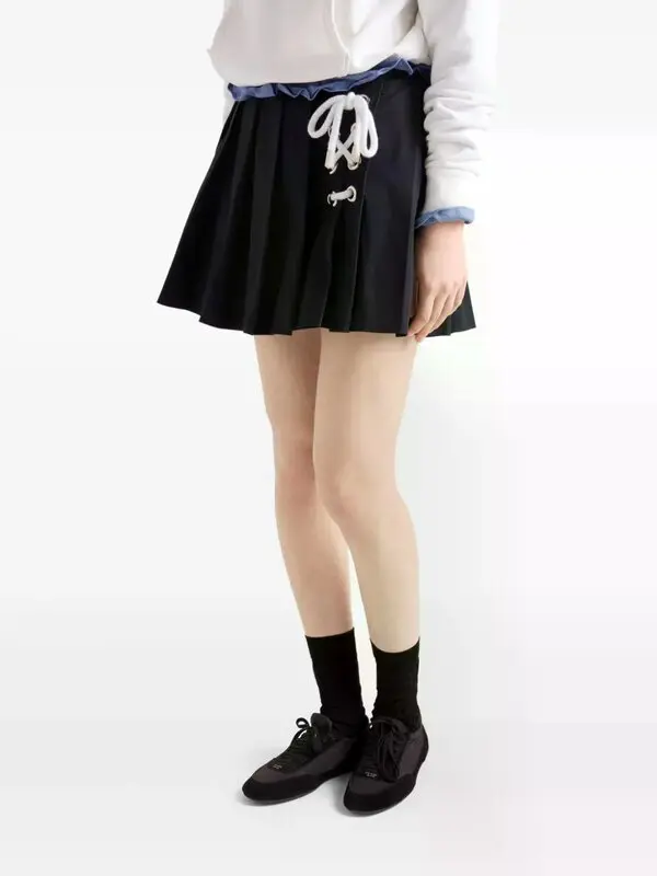 Prada Pleated Drill Mini Skirt