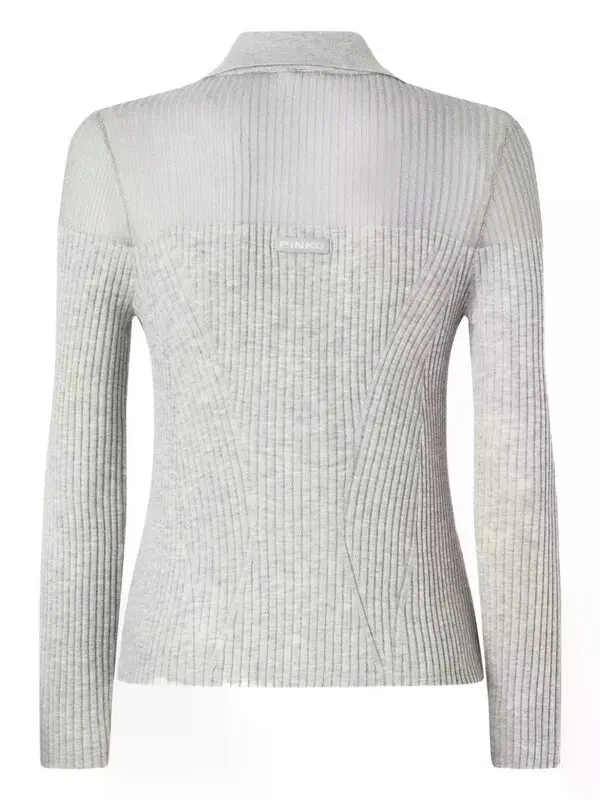 Pinko Ribbed Polo Top - Grey