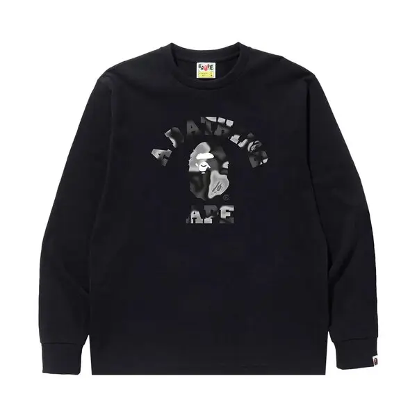 A BATHING APE Liquid Camo College Long-sleeve Tee - Black
