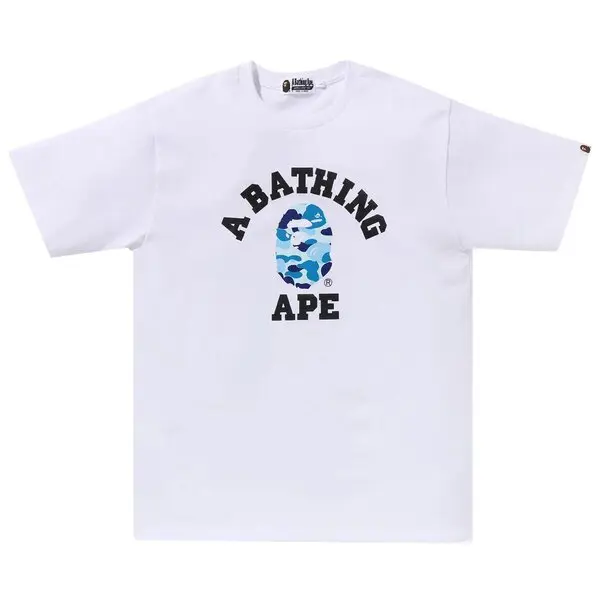 A BATHING APE Abc Camo College Organic Tee /blue - White