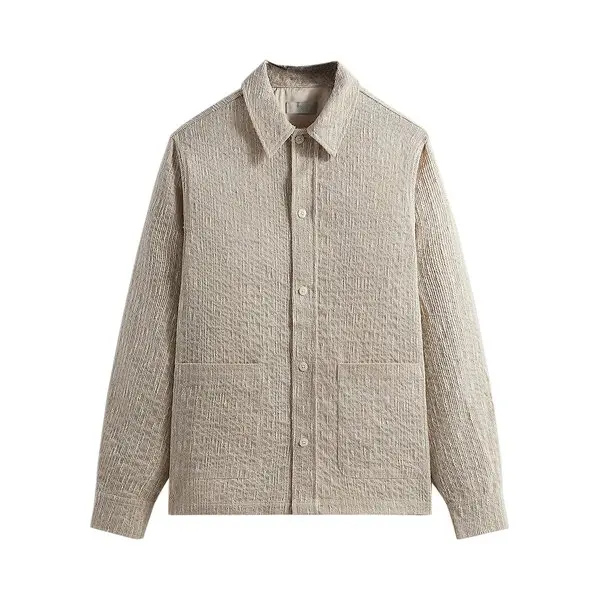 Kith Slub Boucle Boxy Collared Overshirt 'canvas - Tan