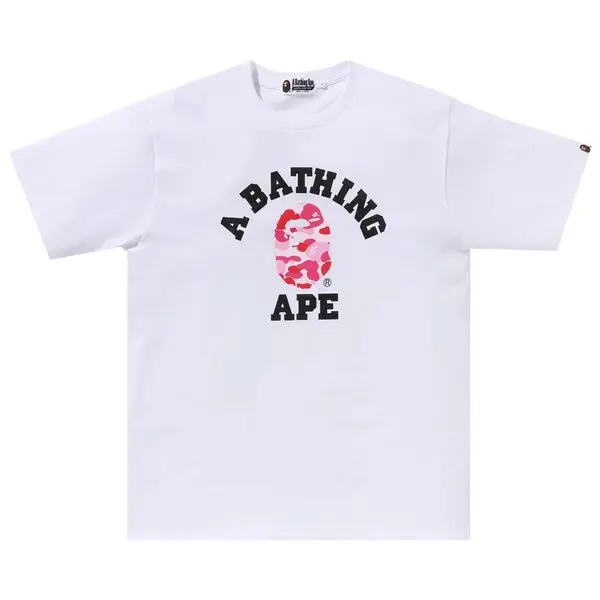 A BATHING APE Abc Camo College Organic Tee /pink - White