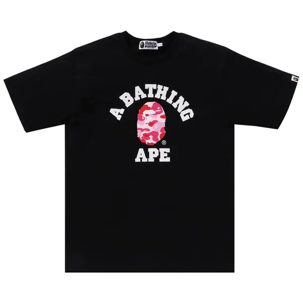 A BATHING APE Abc Camo College Organic Tee /pink - Black