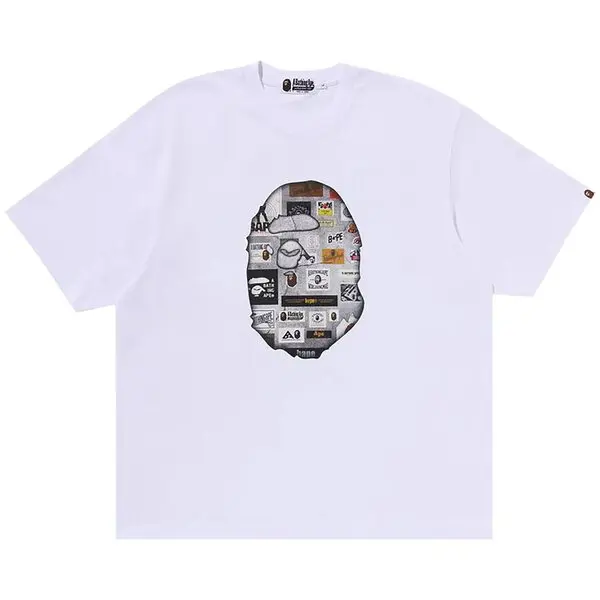 A BATHING APE Multi Logo Big Ape Head Relaxed Fit Tee - White