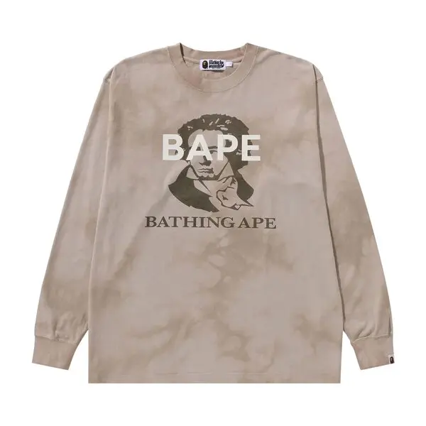 A BATHING APE Tie Dye Bathing Ape Long-sleeve Tee 'beige - Tan