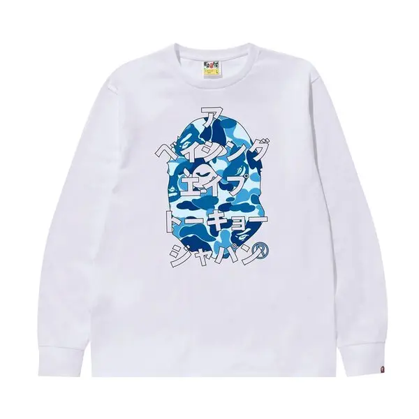 A BATHING APE Abc Camo Japanese Letters Long-sleeve Tee - White