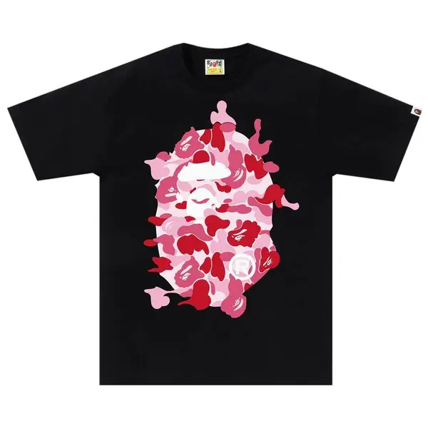 A BATHING APE Abc Camo Rebuild Big Ape Head Tee /pink - Black