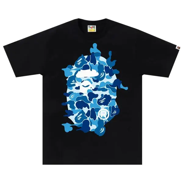 A BATHING APE Abc Camo Rebuild Big Ape Head Tee /blue - Black