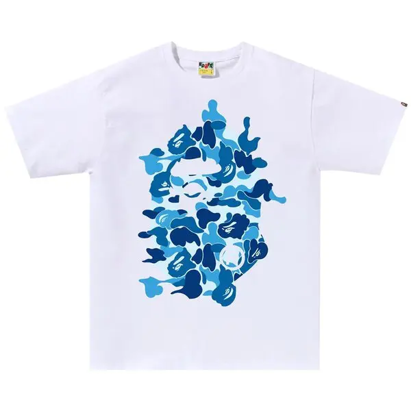 A BATHING APE Abc Camo Rebuild Big Ape Head Tee /blue - White