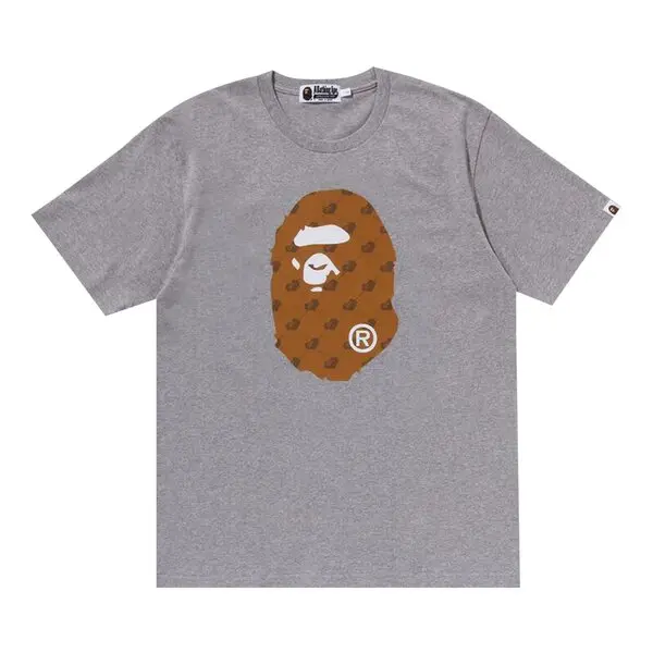 A BATHING APE Cloud Head Monogram Big Ape Head Tee - Grey