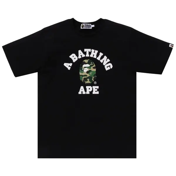 A BATHING APE Abc Camo College Organic Tee /green - Black