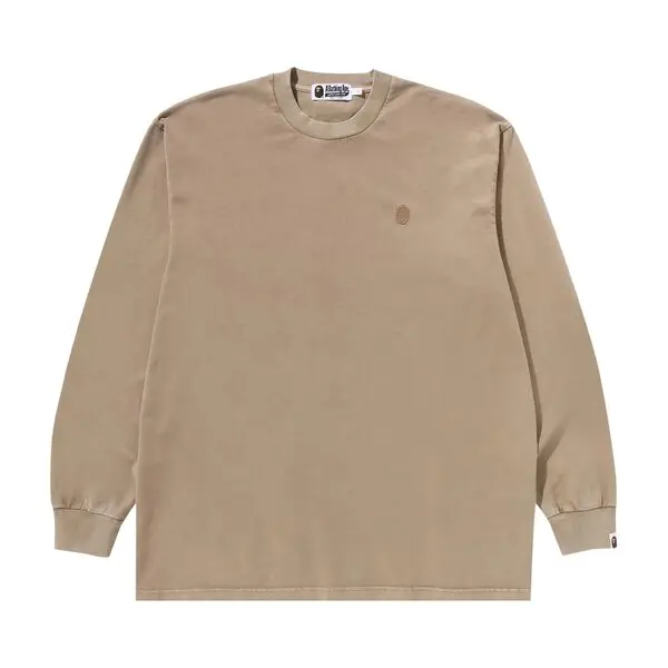 A BATHING APE Ape Head Long-sleeve Garment Dyed Tee - Tan