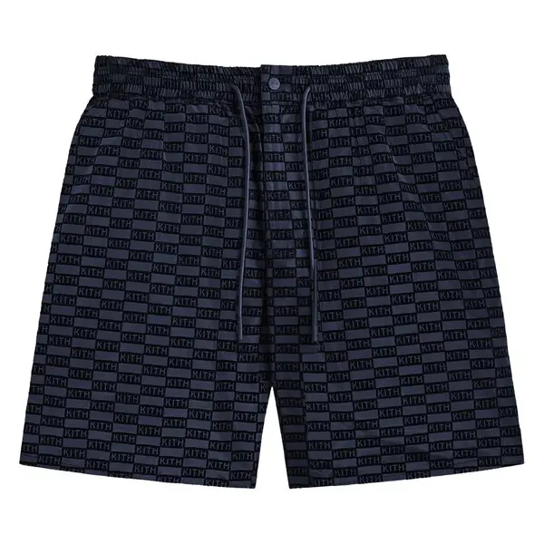 Kith Flocked Monogram Mason Short - Blue