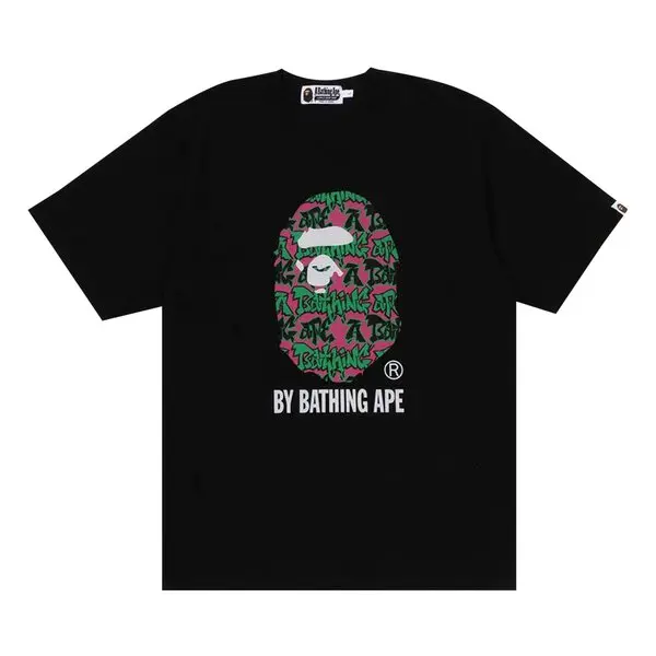 A BATHING APE Graffiti Pattern Tee - Black
