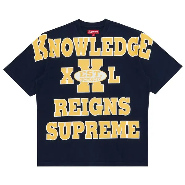 Supreme Overprint Knowledge Short-sleeve Top 'navy - Blue