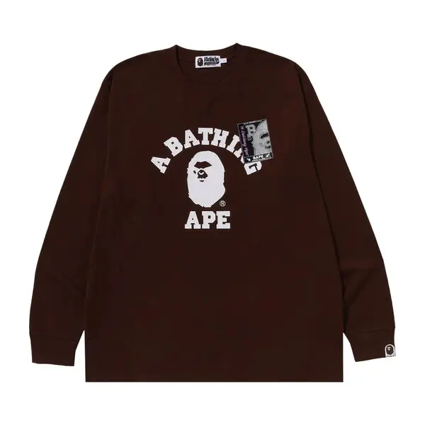 A BATHING APE Mad Face College Long-sleeve Tee - Brown