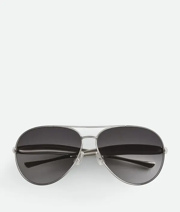 BOTTEGA  VENETA Bottega Veneta Sardine Aviator Sunglasses - Silver/grey