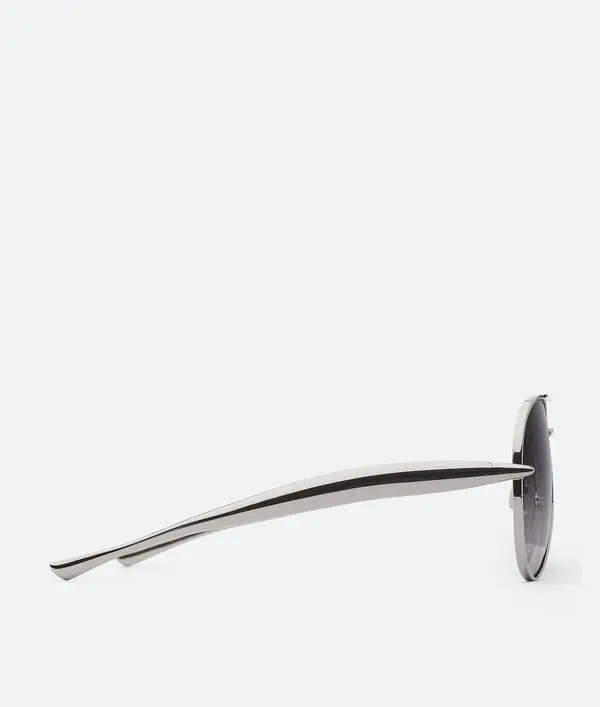 Bottega Veneta Sardine Aviator Sunglasses - Silver/silver/grey