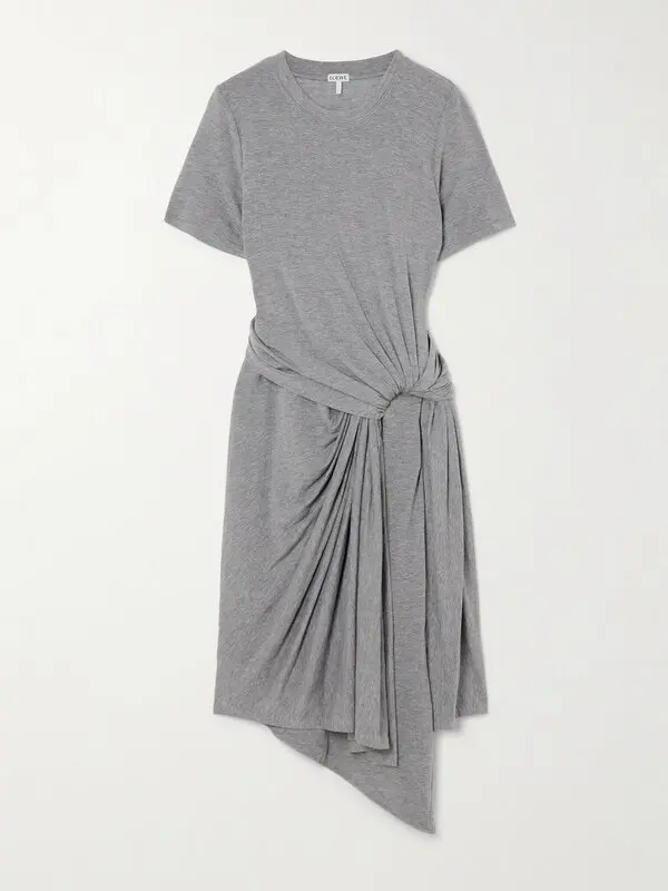 Loewe Asymmetric Knotted Jersey Midi Dress