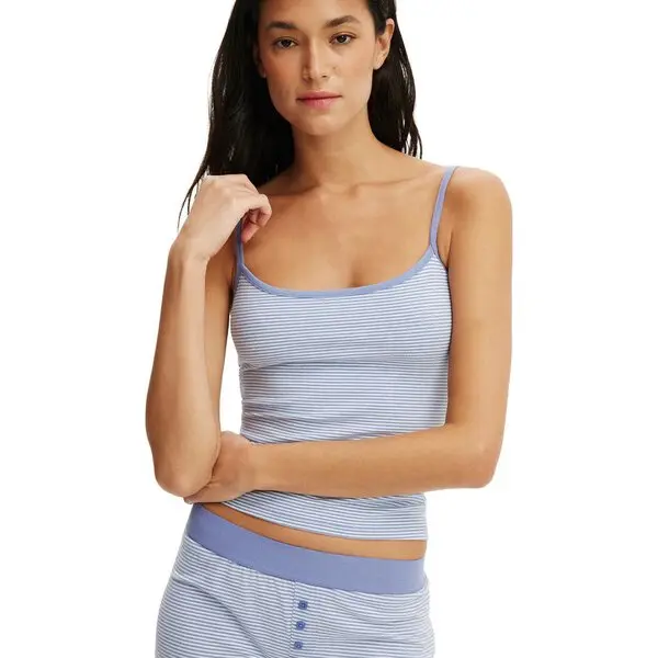 Cotton:on Peached Jersey Longline Cami - Billy Stripe Daydream Blue